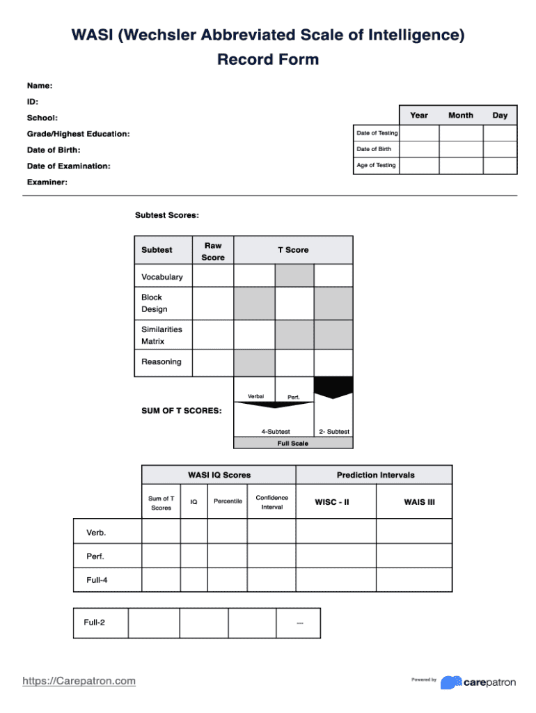 Fillable Online Wasi Record Form Fax Email Print - pdfFiller