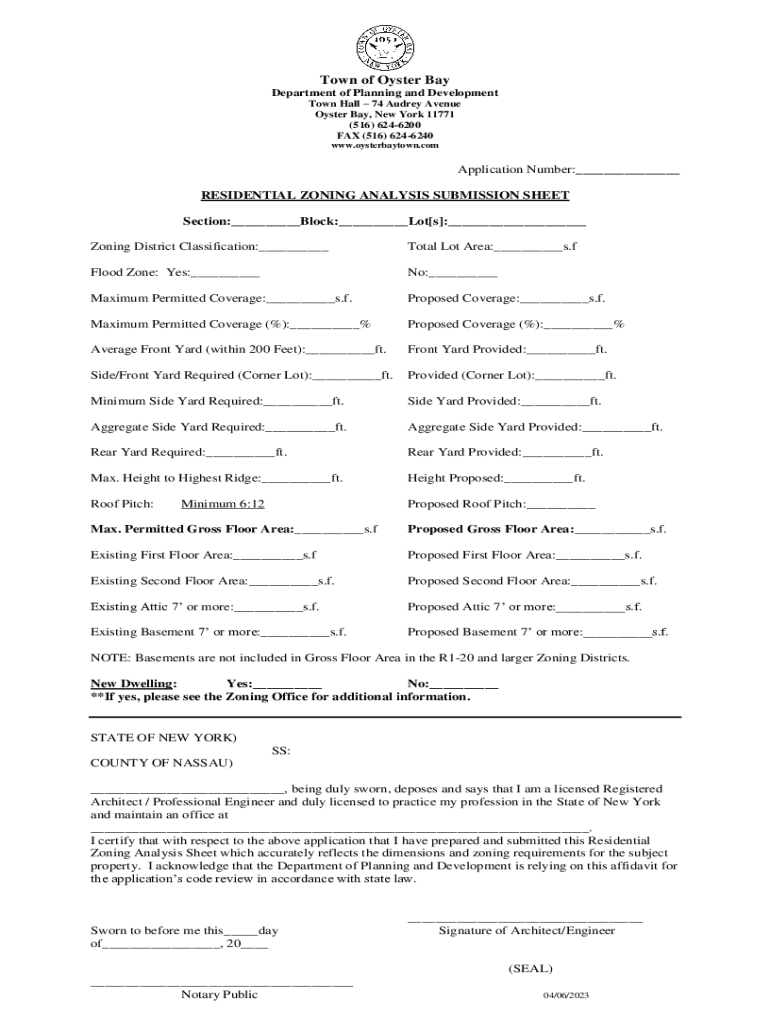 Fillable Online Residential Zoning Analysis Submission Sheet Fax Email ...