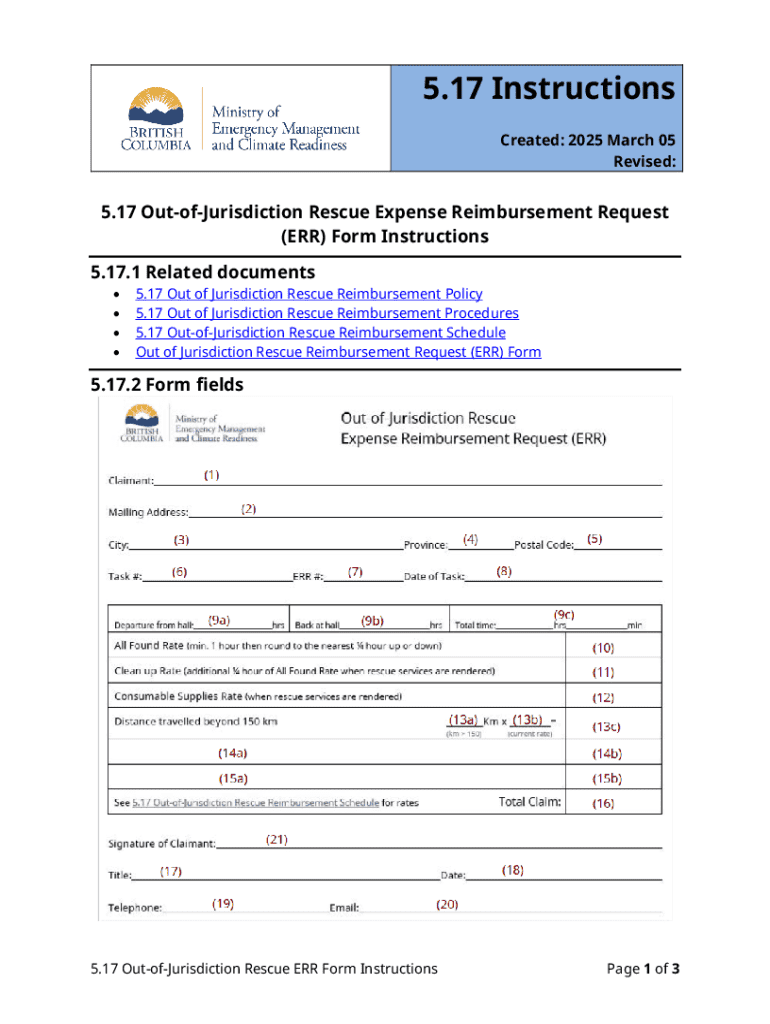 Fillable Online 5.17 Out-of-jurisdiction Rescue Expense Reimbursement ...