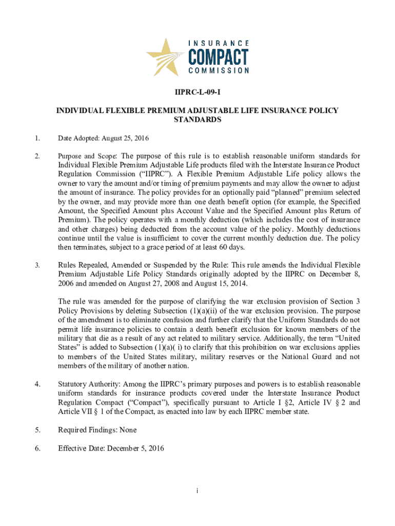 Fillable Online Individual Flexible Premium Adjustable Life Insurance ...