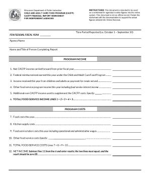 Fillable Online Cacfp Financial Report Worksheet Fax Email Print ...