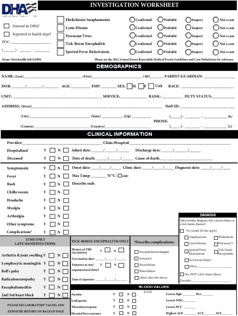 Fillable Online Ehrlichiosis/anaplasmoisis Investigation Fax Email Print - pdfFiller