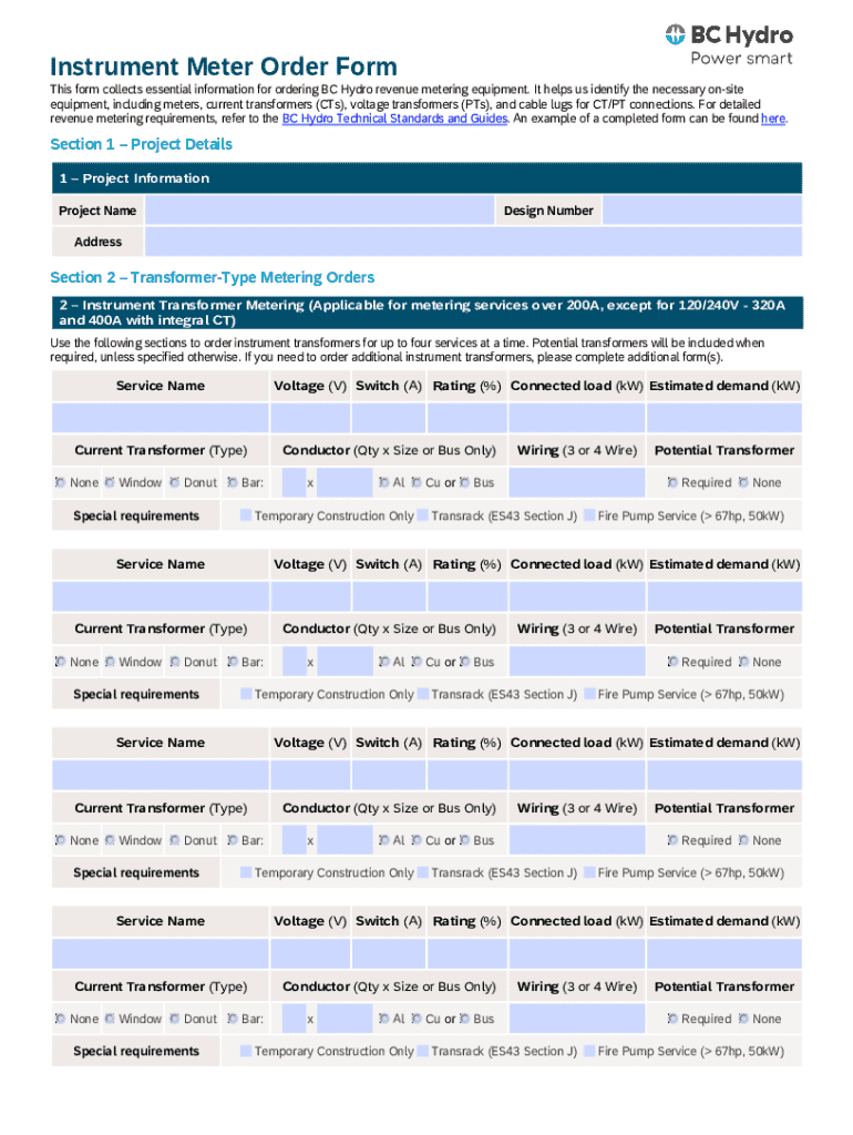 Fillable Online Instrument Meter Order Form Fax Email Print - pdfFiller
