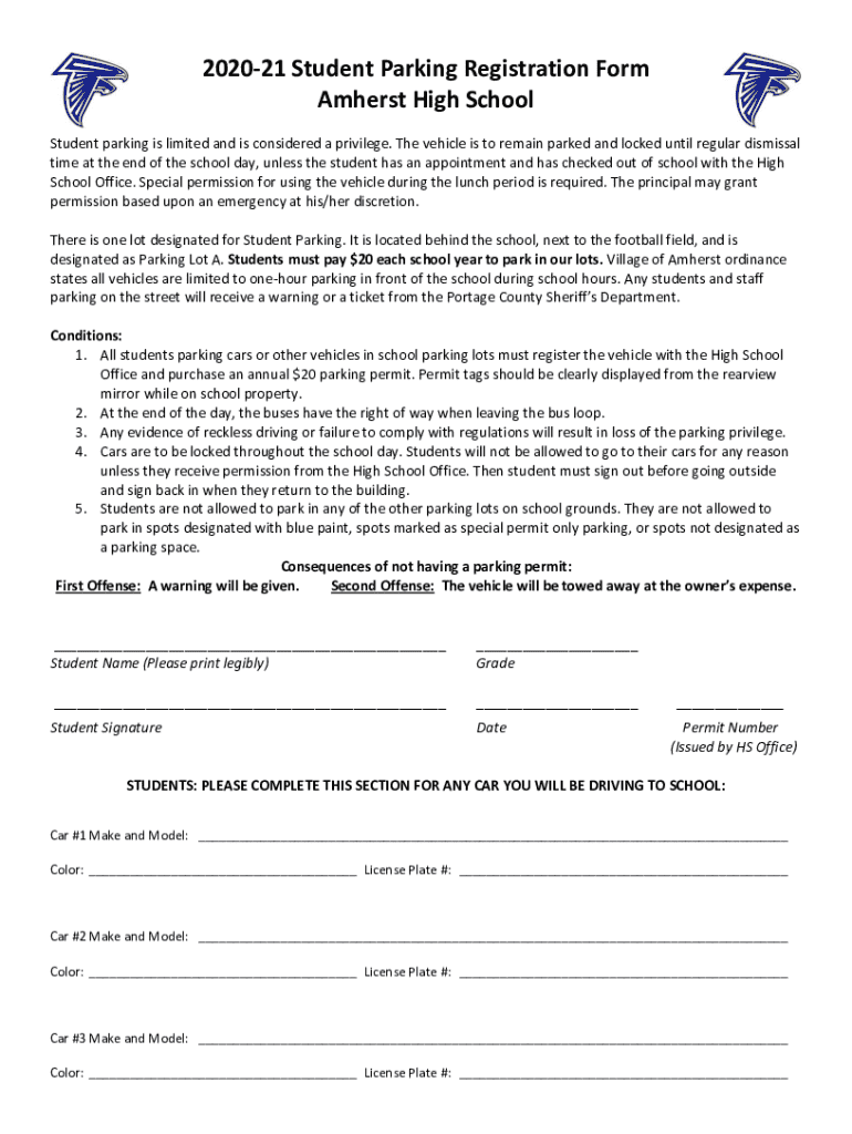 Fillable Online Student Parking Registration Fax Email Print - pdfFiller