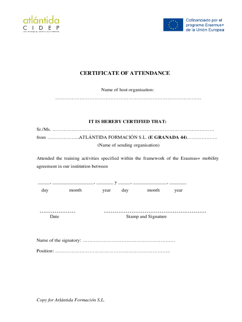 Fillable Online Certificate of Attendance Fax Email Print - pdfFiller