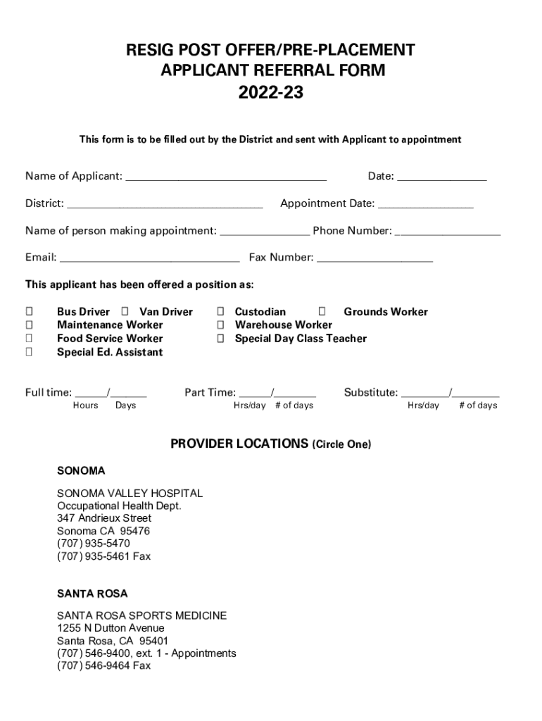 Fillable Online Applicant Referral Form Fax Email Print - pdfFiller
