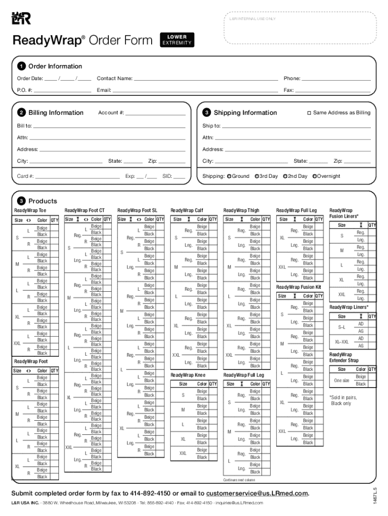 Fillable Online Readywrap Order Form Fax Email Print - pdfFiller
