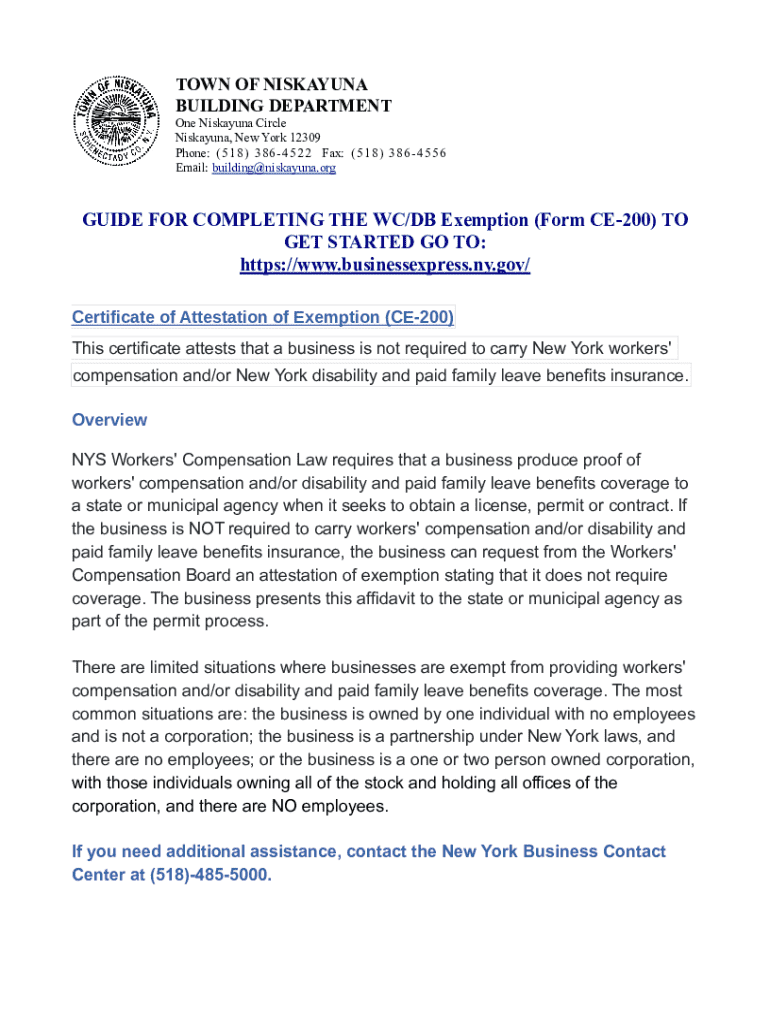 Fillable Online Guide for Completing the Wc/db Exemption (form Ce-200 ...