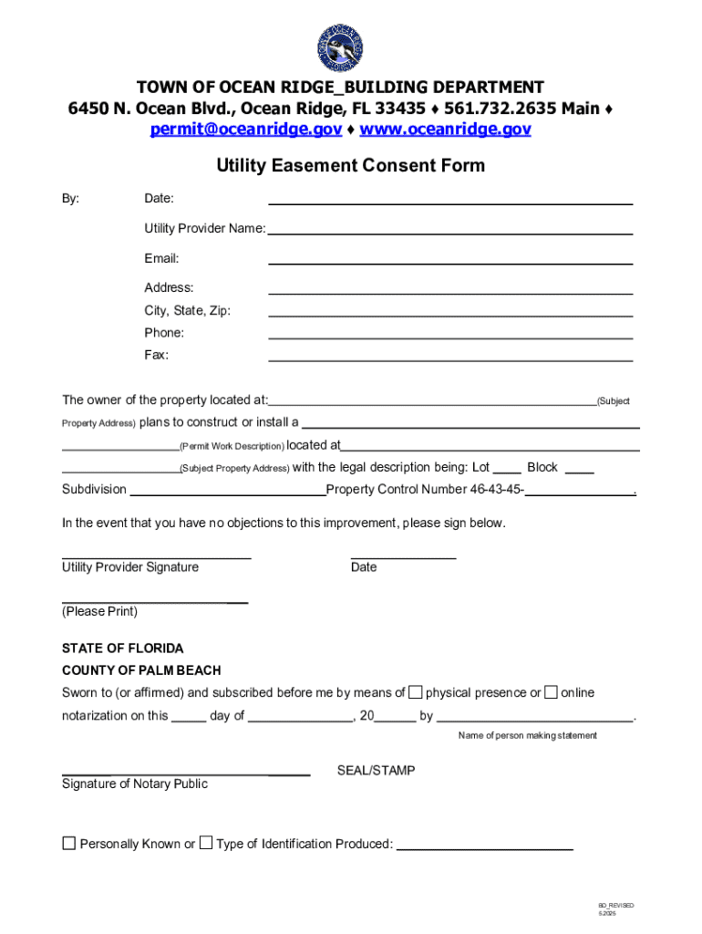 Fillable Online Utility Easement Consent Form Fax Email Print - pdfFiller