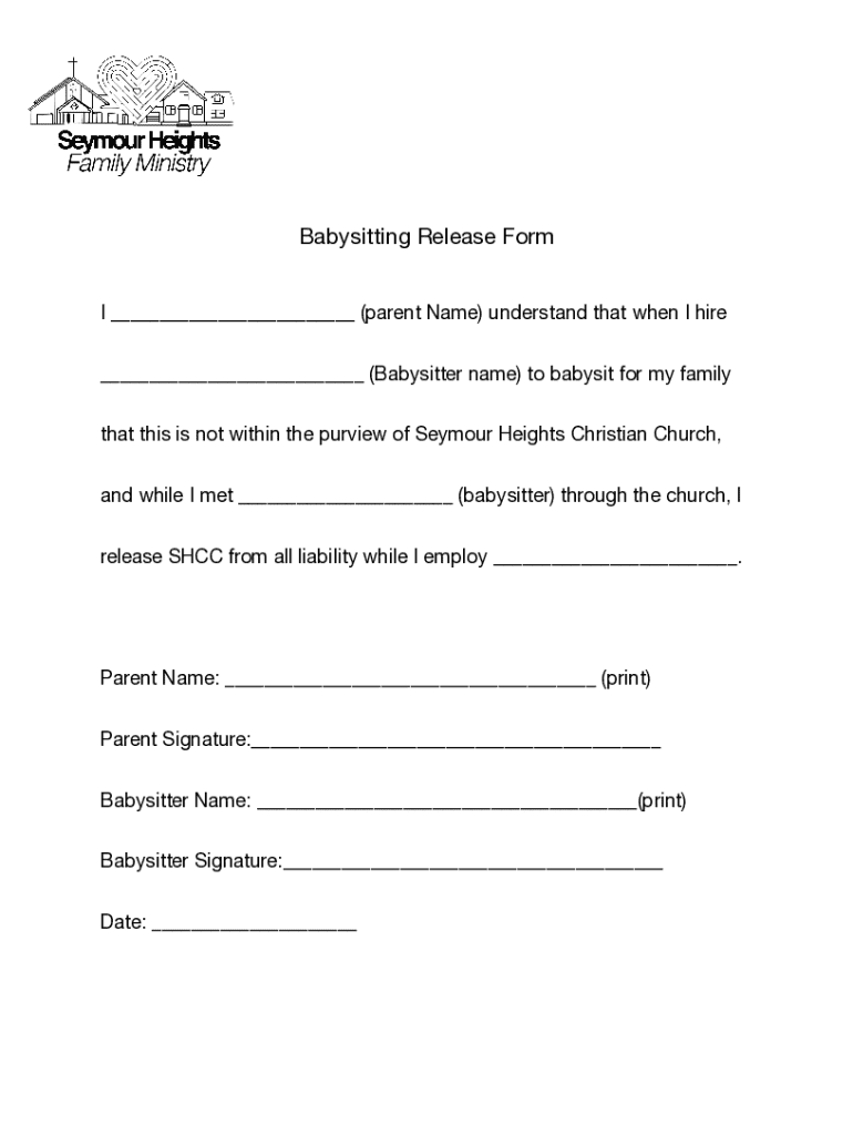 Fillable Online Babysitting Release Form Fax Email Print - pdfFiller
