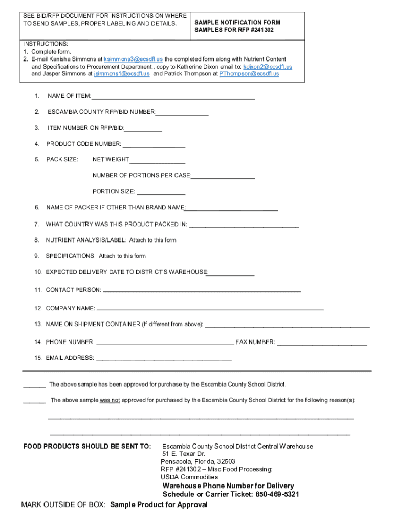 Fillable Online Samples for Rfp #241302 Fax Email Print - pdfFiller