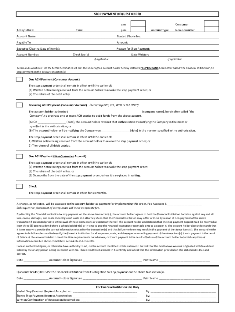 Fillable Online Stop Payment Request Order Fax Email Print - pdfFiller