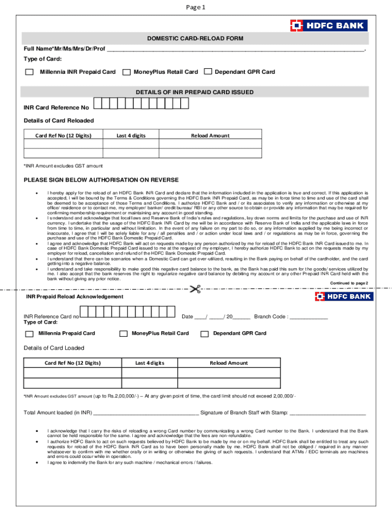 Fillable Online Domestic Card Reload Application Fax Email Print ...