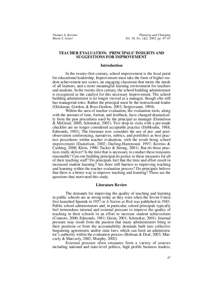 Fillable Online Teacher Evaluation: Insights and Suggestions Fax Email Print - pdfFiller