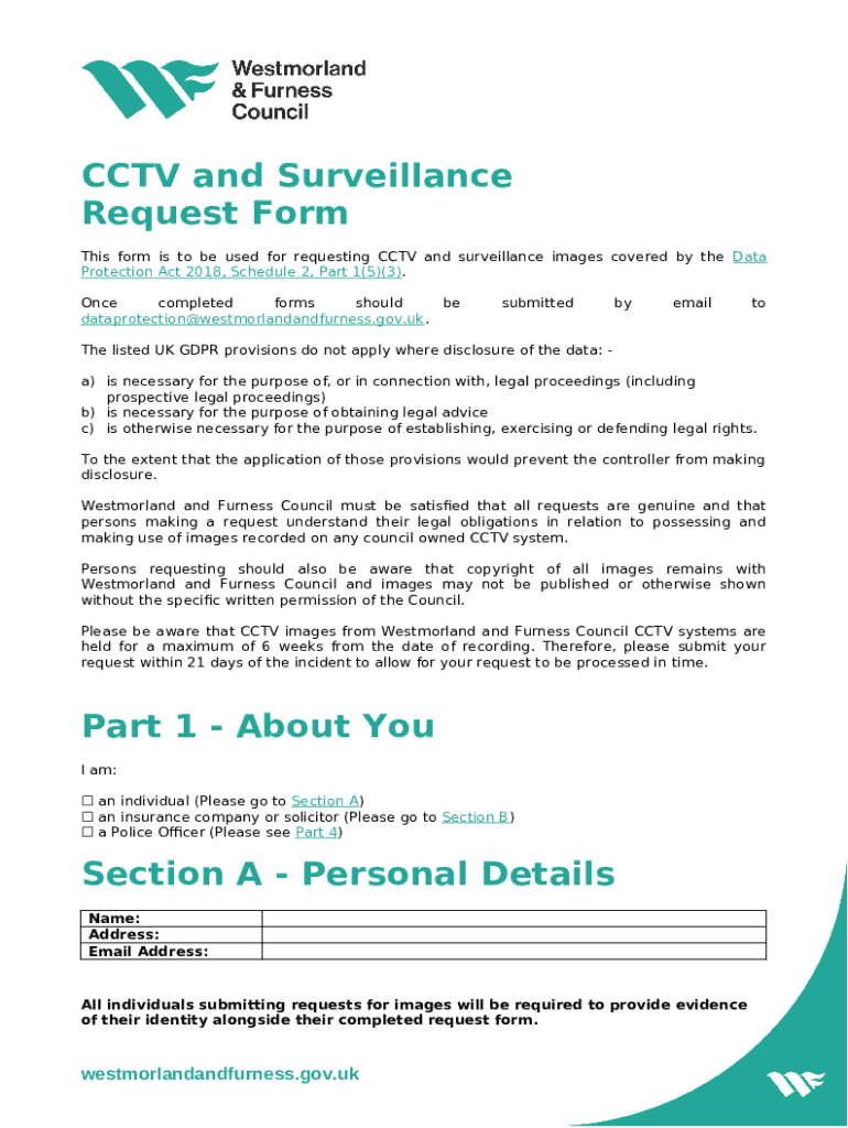 Cctv and Surveillance Request Doc Template | pdfFiller