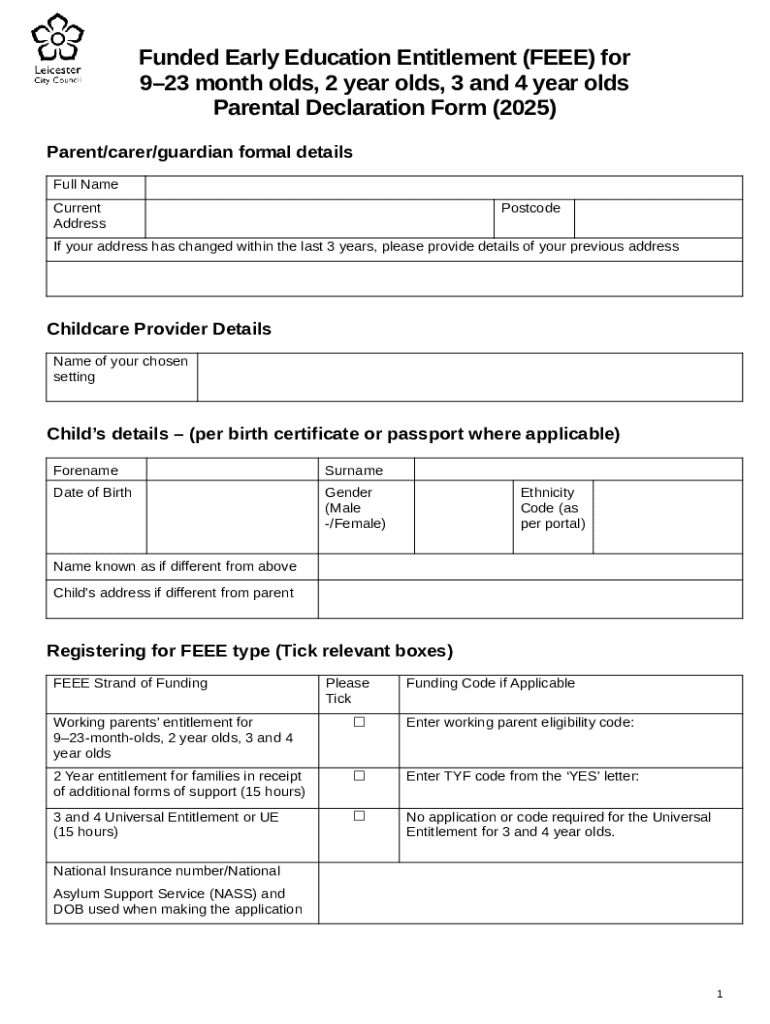Parental Declaration (2025) Doc Template | pdfFiller