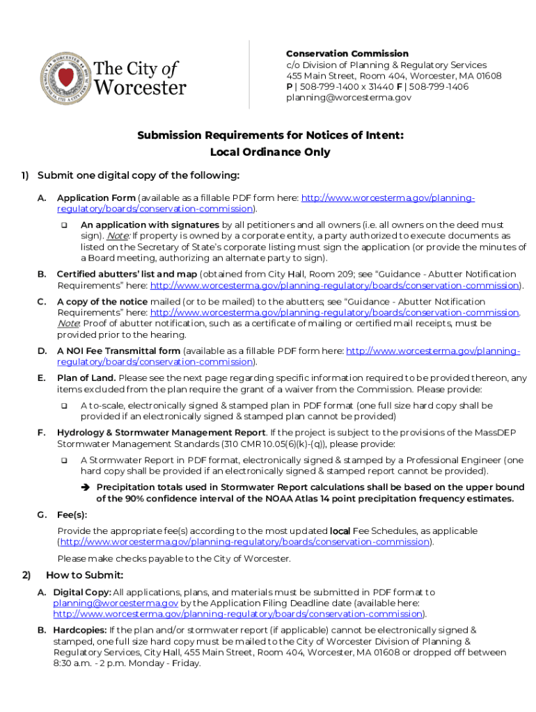 Fillable Online City of Worcester Wetlands Protection Ordinance ...