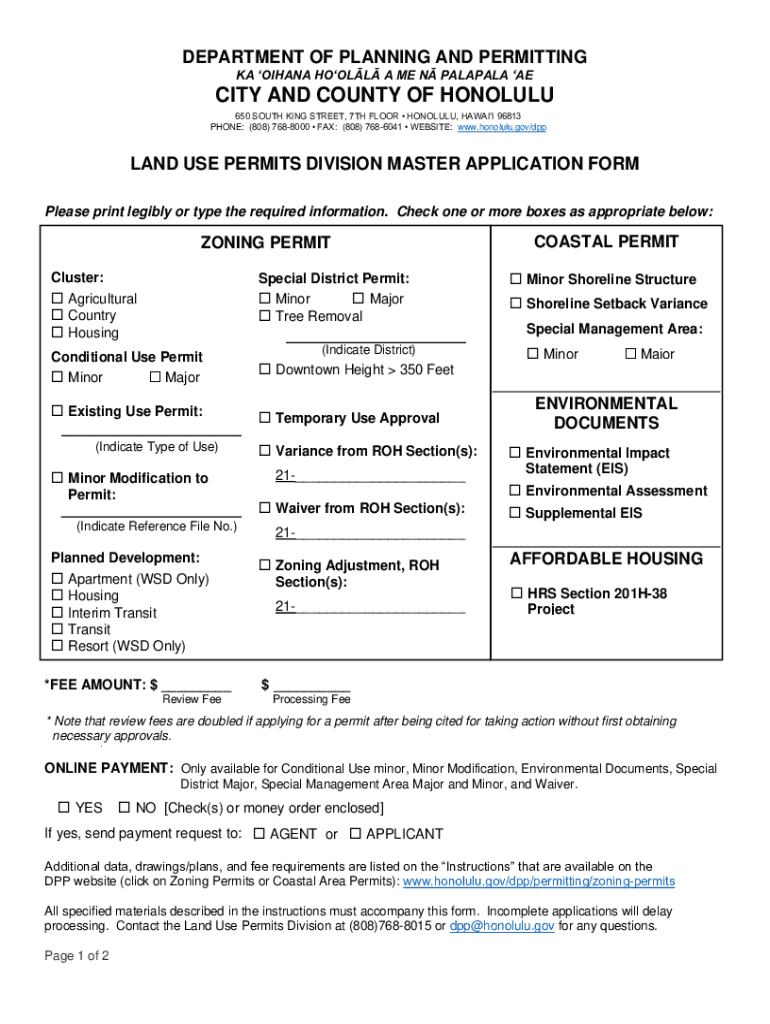 Fillable Online Land Use Permits Division Master Application Form Fax Email Print - pdfFiller