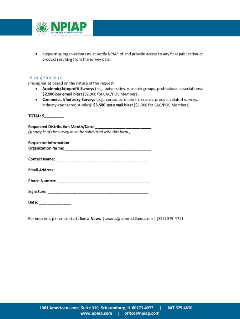 Fillable Online Npiap Email/survey Request Form Fax Email Print - pdfFiller