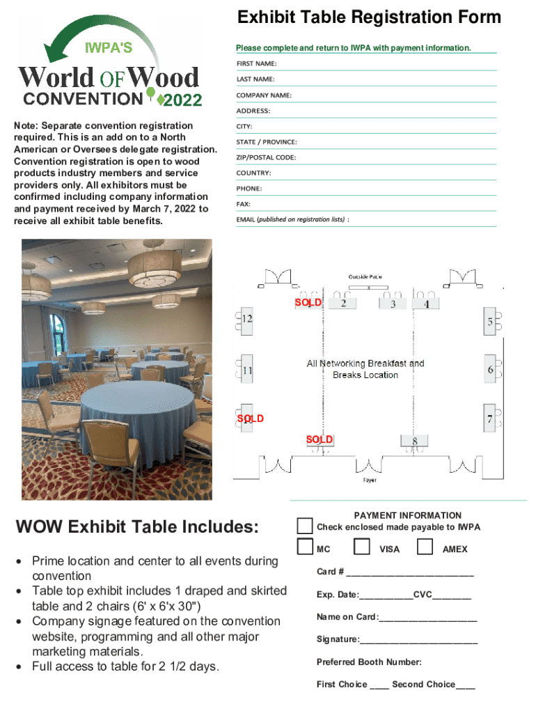 Fillable Online Exhibit Table Registration Fax Email Print - pdfFiller