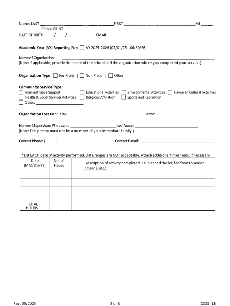 Fillable Online Community Service Report Form Fax Email Print - pdfFiller