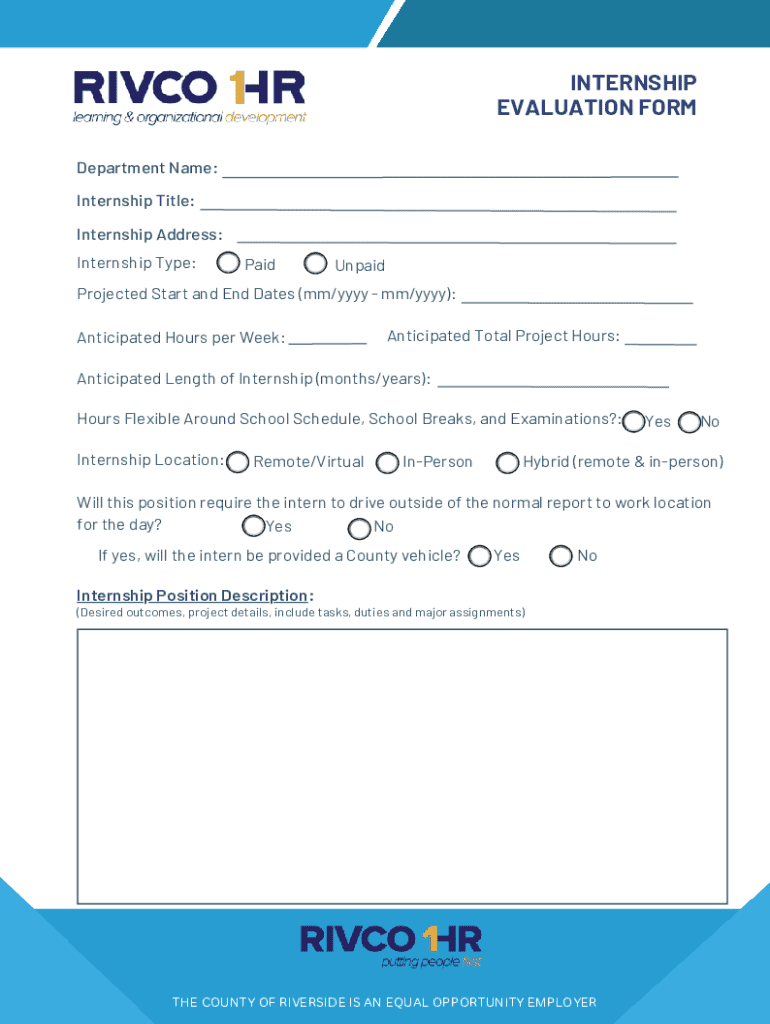 Fillable Online Internship Evaluation Form Fax Email Print - pdfFiller
