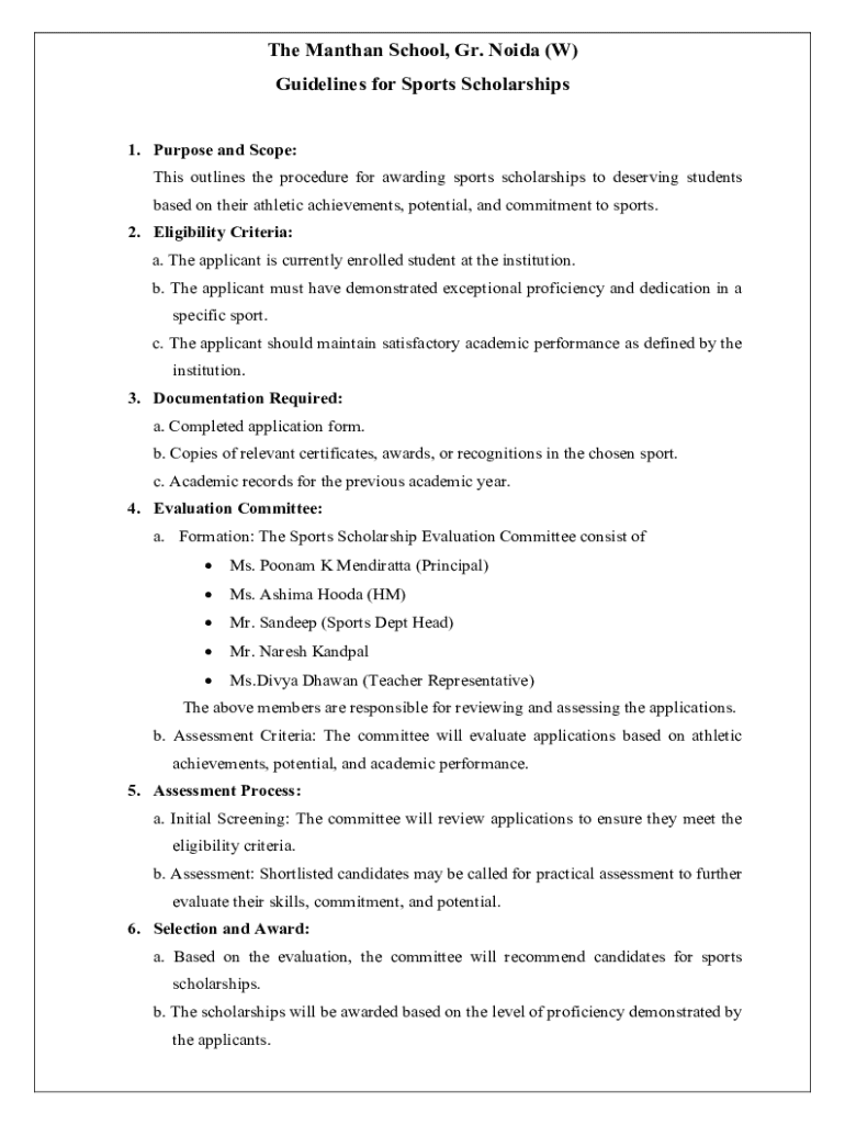 Fillable Online Guidelines for Sports Scholarships Fax Email Print - pdfFiller