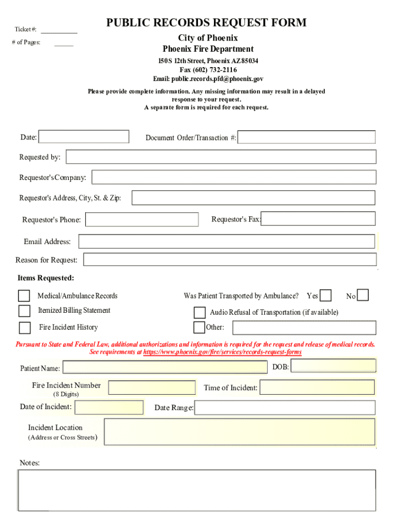 Fillable Online Public Records Request Form Fax Email Print - pdfFiller