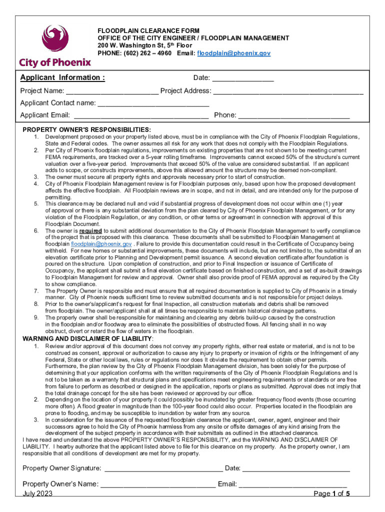 Fillable Online Floodplain Clearance Form Fax Email Print - pdfFiller