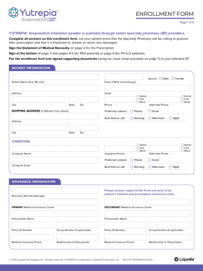 Yutrepia Enrollment Form - Fill Online, Printable, Fillable, Blank ...