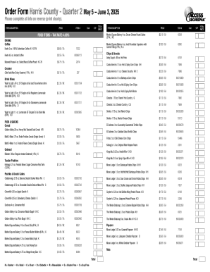 Fillable Online Harris County Order Form for Food and Non-food Items ...