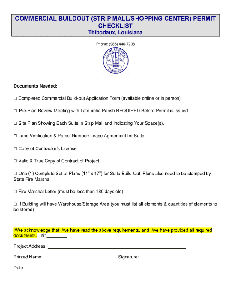 Fillable Online Commercial Build-out Permit Checklist Fax Email Print ...