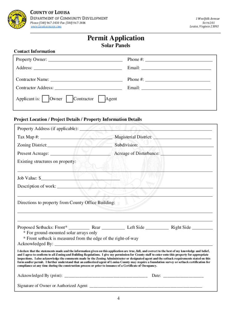 Fillable Online Solar Panels Permit Package Fax Email Print - pdfFiller