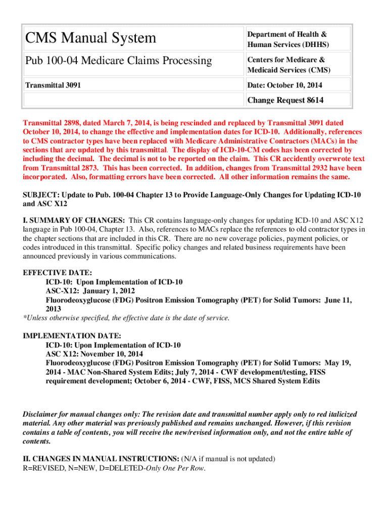 Fillable Online Pub 100-04 Medicare Claims Processing Fax Email Print ...