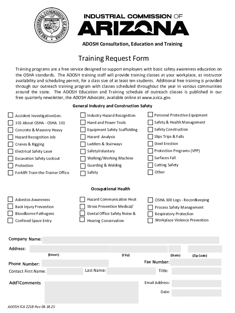 Fillable Online Adosh Consultation, Education and Training Fax Email ...