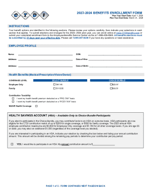 Fillable Online 2023-2024 Benefits Enrollment Form Fax Email Print - pdfFiller