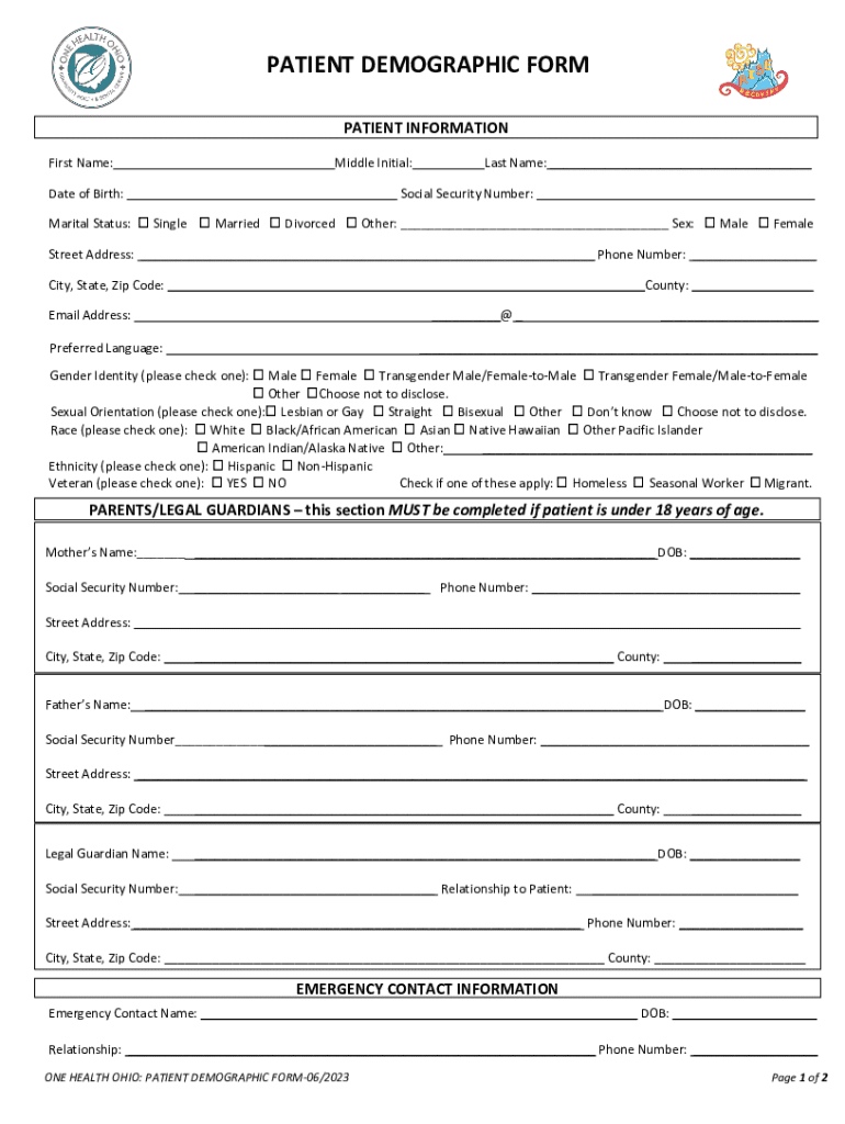 Fillable Online Patient Demographic Form Fax Email Print - pdfFiller