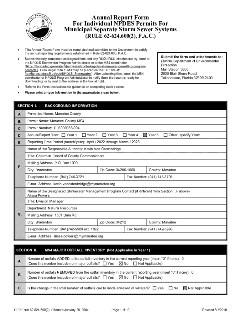 Fillable Online for Individual Npdes Permits for Municipal Separate Storm Sewer Systems Fax ...