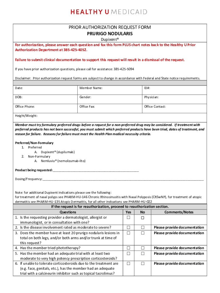 Fillable Online Prior Authorization Request for Dupixent Fax Email Print - pdfFiller