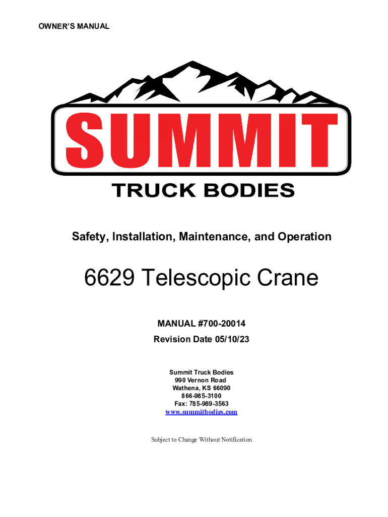 Fillable Online 6629 Telescopic Crane Owner’s Manual Fax Email Print ...