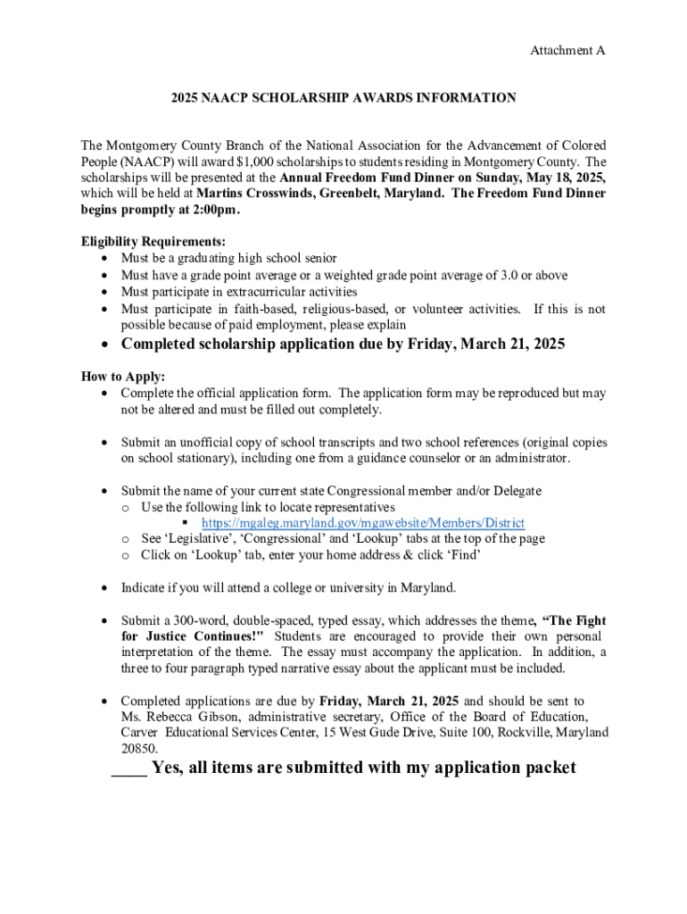 Fillable Online 2025 Naacp Scholarship Awards Information Fax Email Print - pdfFiller