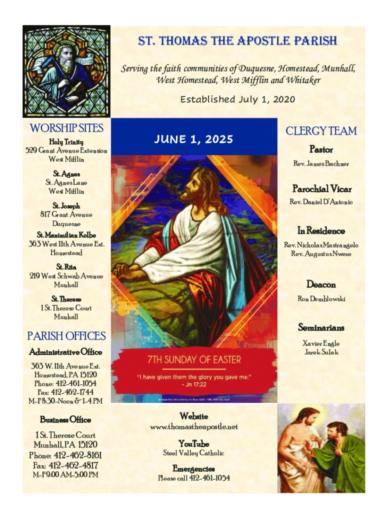 Fillable Online St. Thomas the Apostle Parish Bulletin Fax Email Print ...