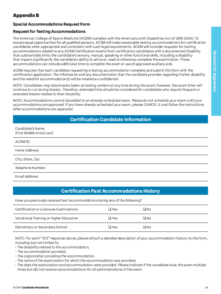 Fillable Online Request for Testing Accommodations Fax Email Print ...