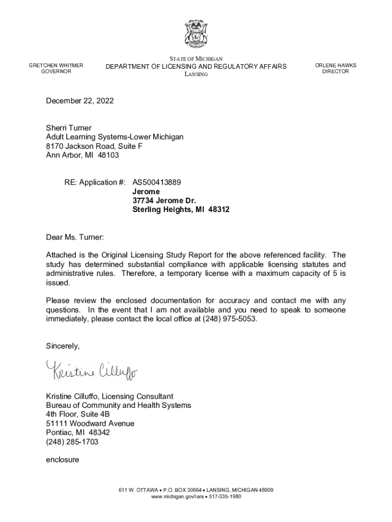 Fillable Online Licensing Study Report for Adult Foster Care Home Fax ...