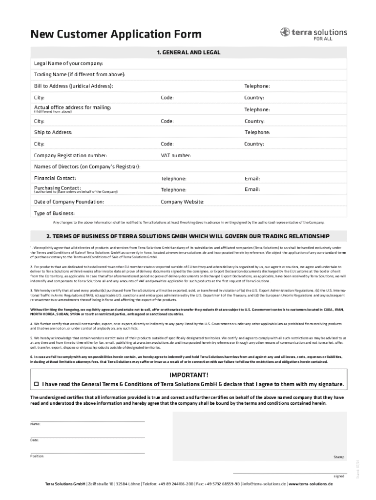 Fillable Online New Customer Application Form Fax Email Print - pdfFiller