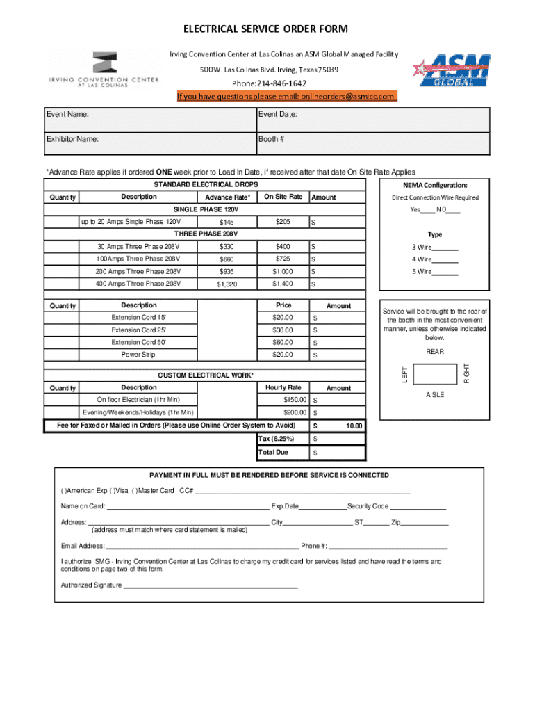 Fillable Online Electrical Service Order Form Fax Email Print - pdfFiller