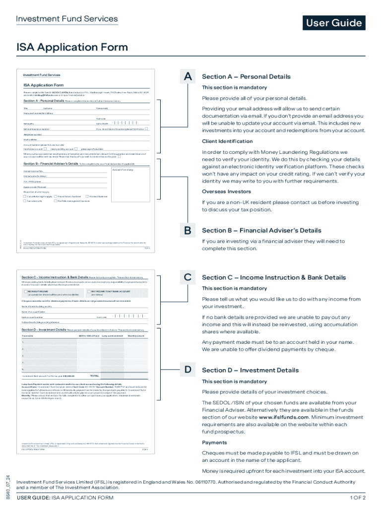 Fillable Online Isa Application Form Fax Email Print - pdfFiller