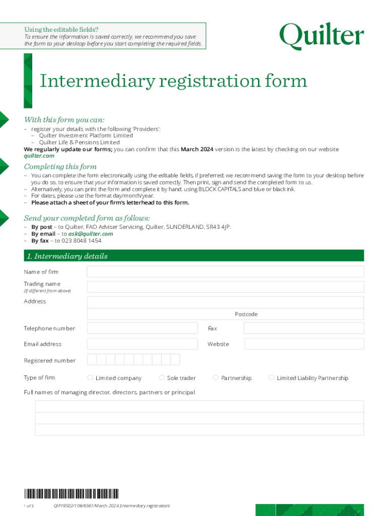 Fillable Online Intermediary Registration Fax Email Print - pdfFiller