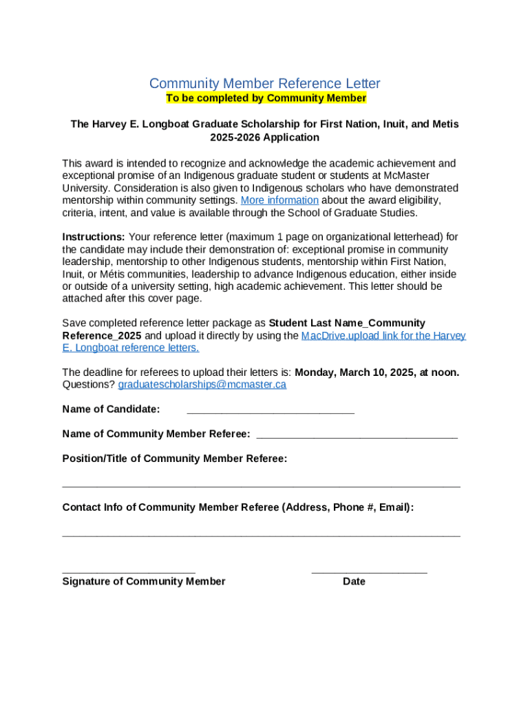 Community Member Reference Letter Doc Template | pdfFiller
