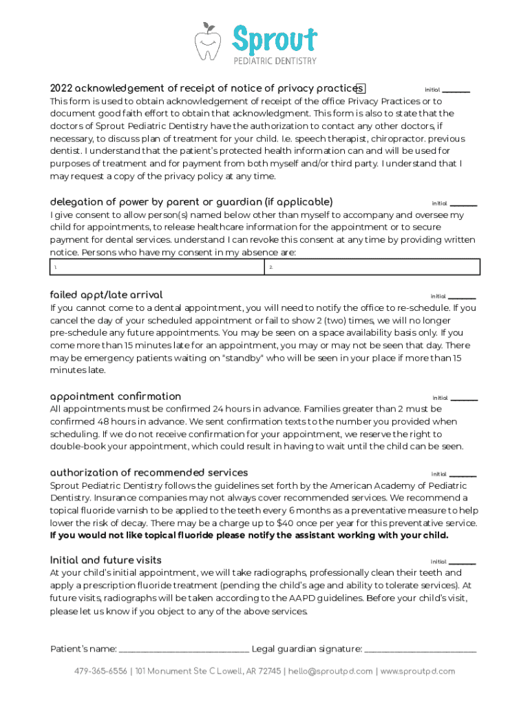 Fillable Online Acknowledgement of Receipt of Notice of Privacy ...